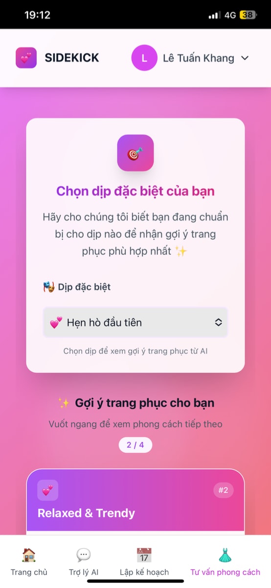 SIDEKICK Companion - Trợ lý hẹn hò | Unikorn.vn